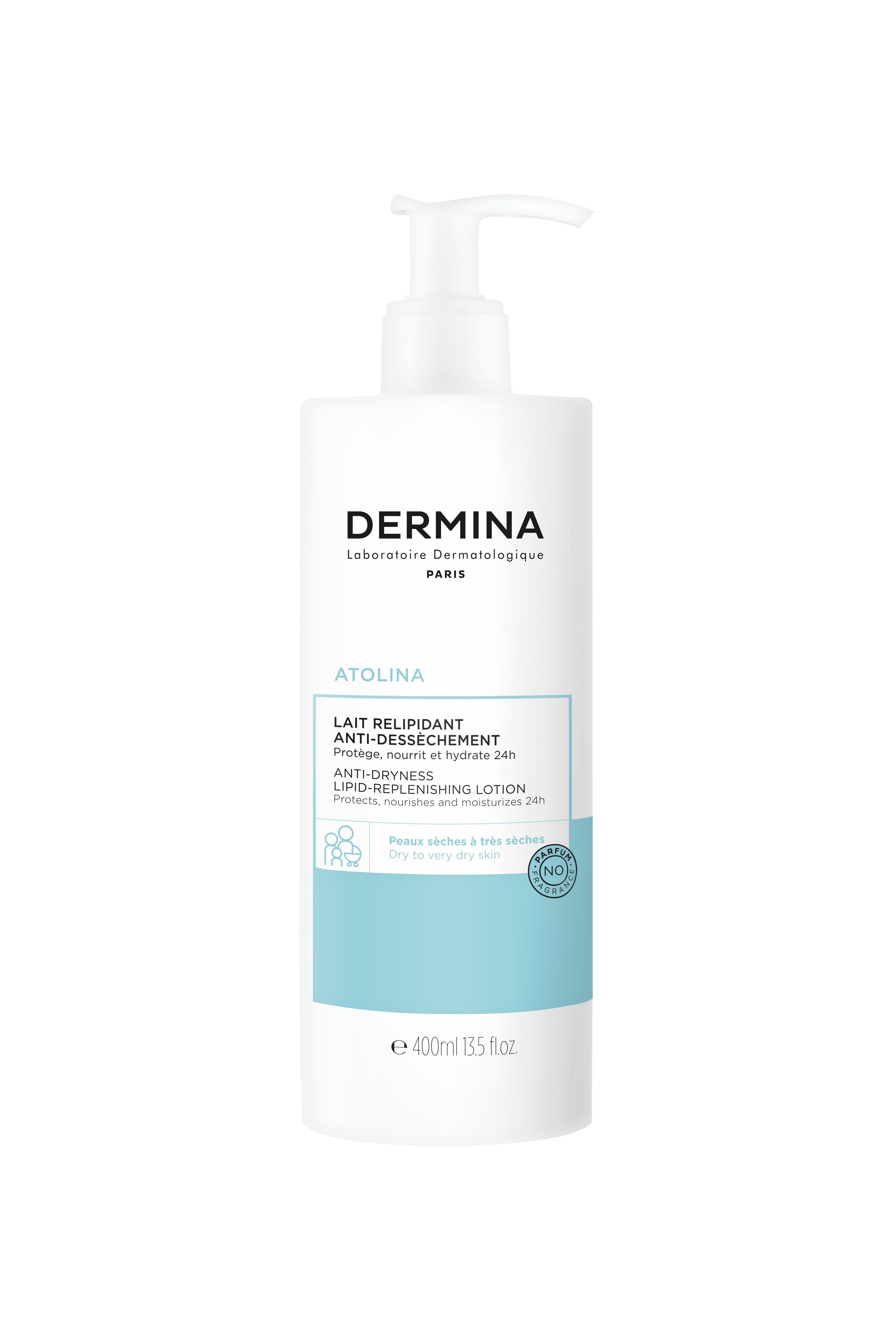 DERMINA - ATOLINA lait relipiant anti-dessechement 400ml - Grande ...