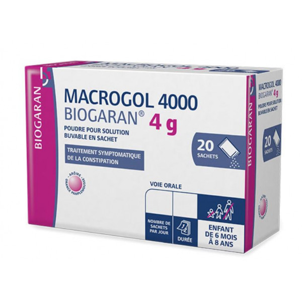 MACROGOL 4000 ENFANT BIOGARAN 4G BUVABLE SACHET DE 20 - Grande ...